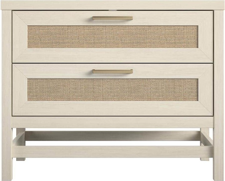 Ameriwood Home Leeland 2-Drawer Ivory Oak Nightstand 24.02 in. H x 29.69 in. W x 15.67 in. D ...