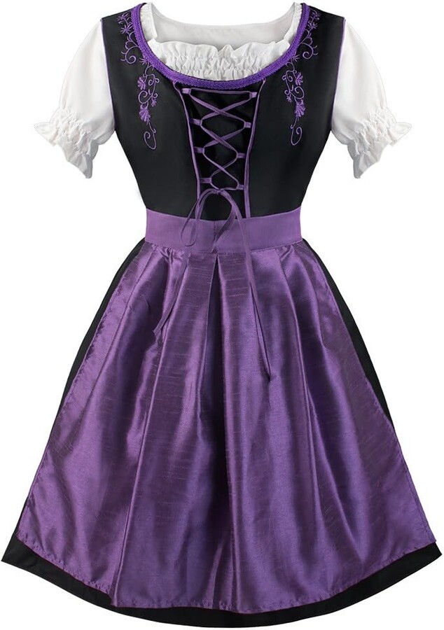 Generic Color Block Drindl Dress German Lace Up Corset Short Sleeve ...