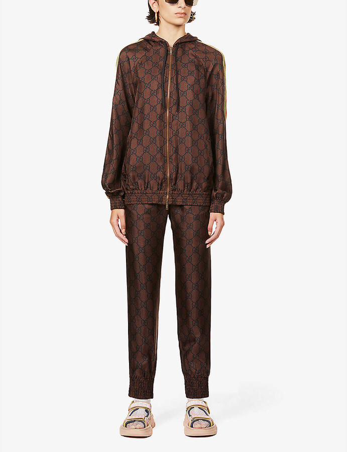 Gucci Monogram-print silk track jacket - ShopStyle