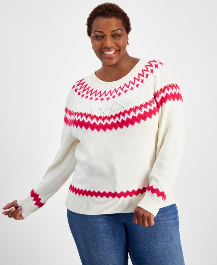 Style&Co. Style & Co Plus Size Fair-Isle Pullover Sweater, Created for ...