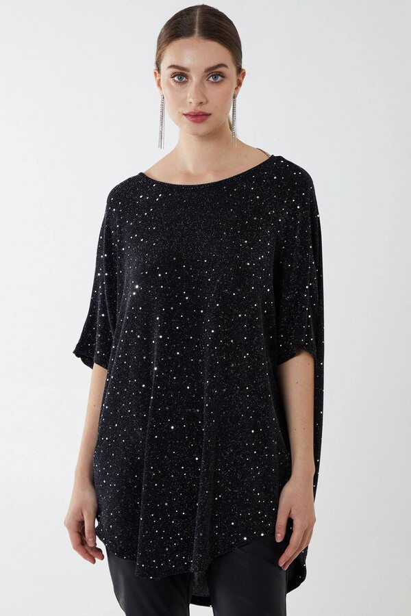 Blue Vanilla Back Chain Cowl Neck Oversize Top - Black - ShopStyle