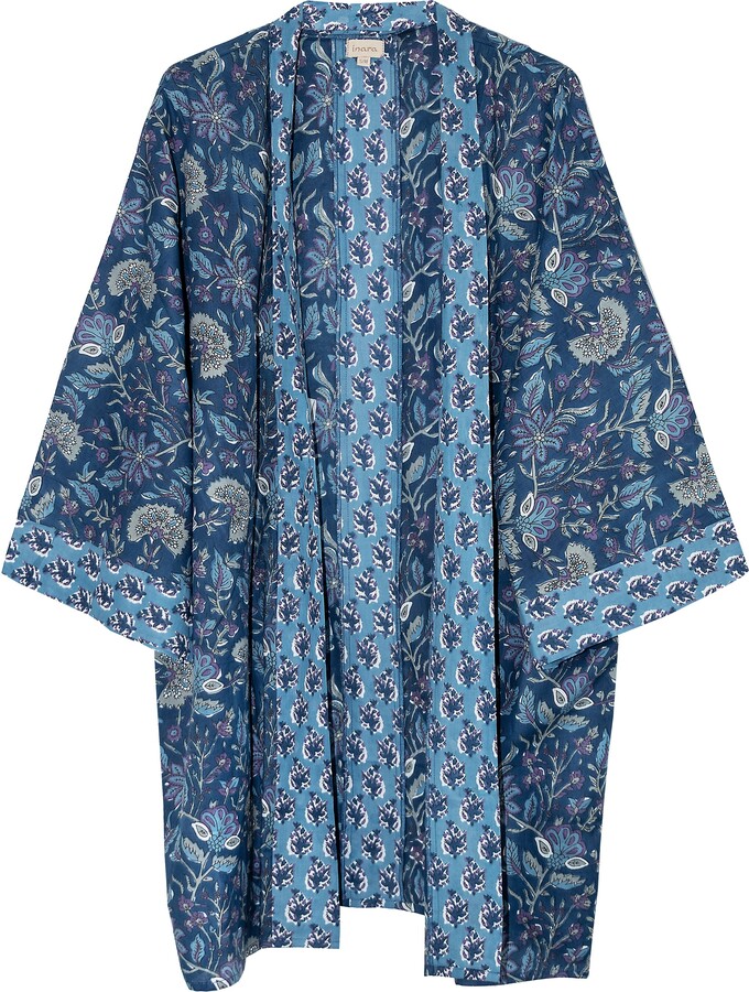 Inara Indian Cotton Blue Lagoon Kimono - ShopStyle Tops