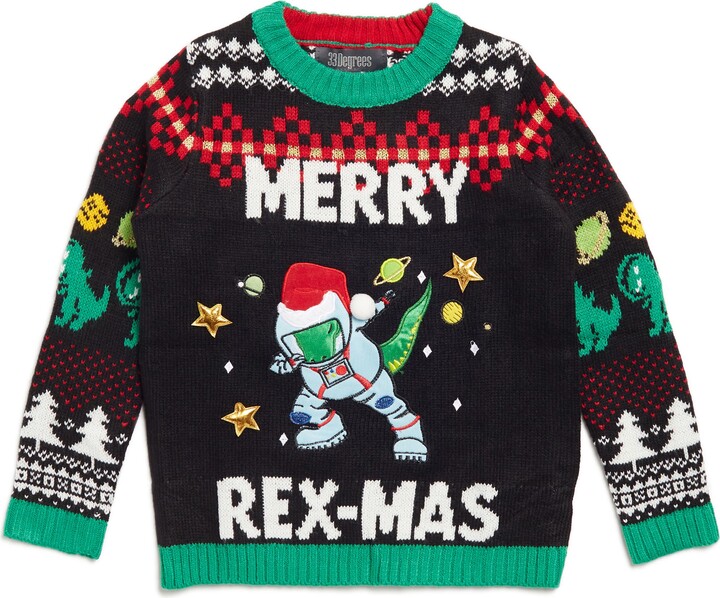 33 DEGREES Kids' Rex-mas Dabbing T. rex Sweater - ShopStyle