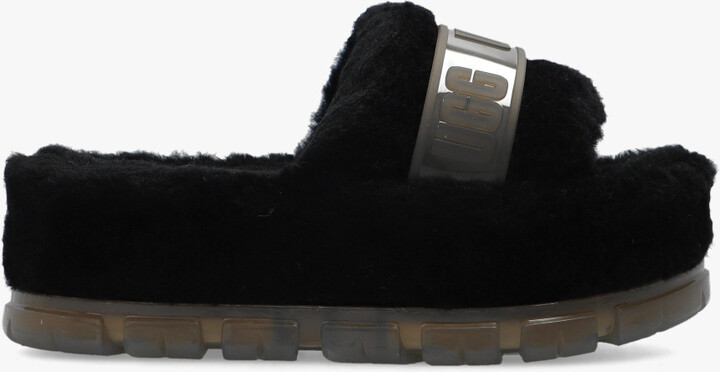 UGG ‘Fluffita Clear’ Platform Slides - Black - ShopStyle