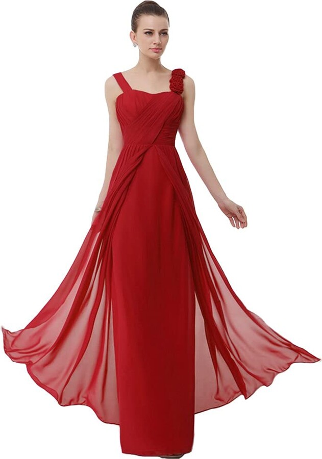 dinavian Women's Shoulders Chiffon Sweetheart Evening Formal Party Ball Gown Prom Bridesmaid ...