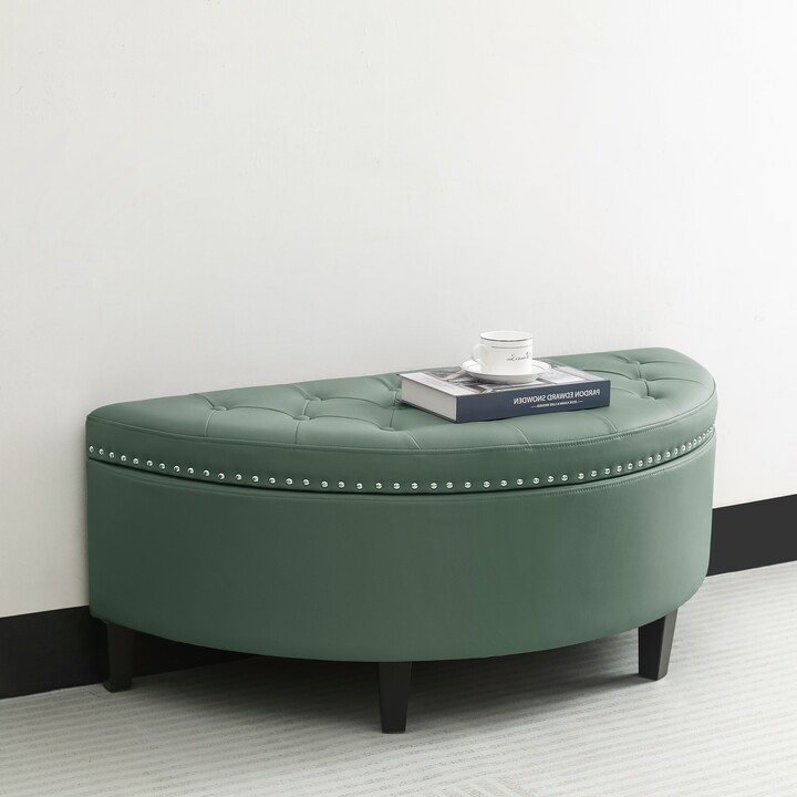 Adeco Half Moon Storage Ottoman Semi Circle Bench - ShopStyle
