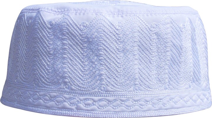 TheKufi Beautiful White Embroidered Cotton Kufi Muslim Kufi Takke Peci ...