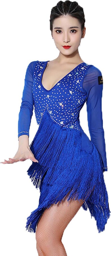 YDHTIZ Women'sLatin Competition Dress Sparkly Cha Cha Dance Dress Cha ...