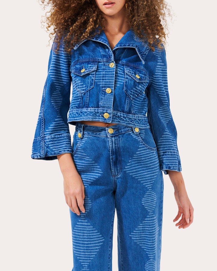 Hayley Menzies Collared Bell-Sleeve Denim Jacket - ShopStyle