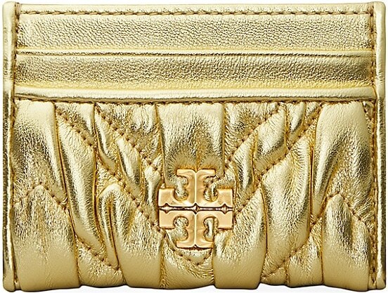 Tory Burch Kira Metallic Leather Ruched Card Case - ShopStyle