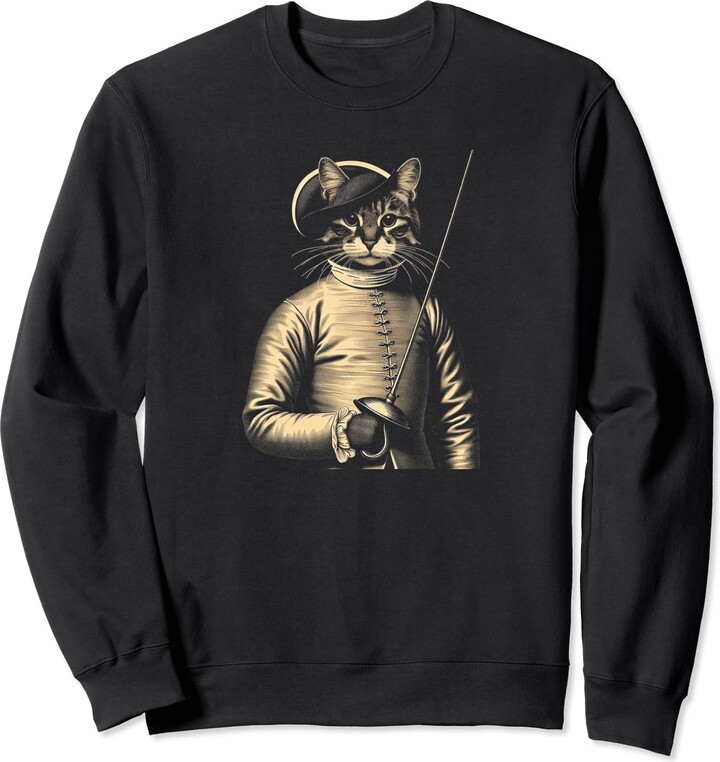 Feline Fencer Historic Cat Fencer of the 17th Century Sweatshirt ...
