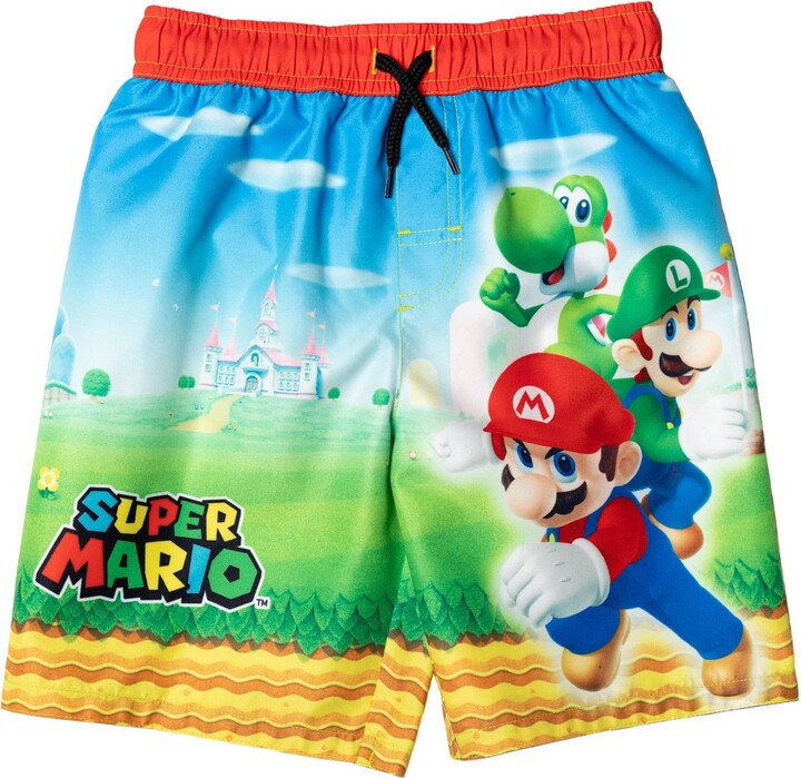 SUPER MARIO Nintendo Mario Luigi Yoshi Big Boys Swim Trunks Multicolor ...