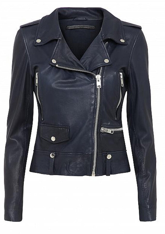 MDK Seattle Colour Leather Jacket - Navy - ShopStyle