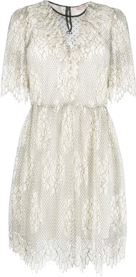 Twin-Set Floral-Lace Layered Flared Dress - ShopStyle