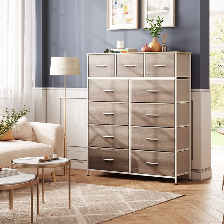 11-Drawer Dresser, Fabric Storage Tower, Tall Chest Organizer Unit with ...