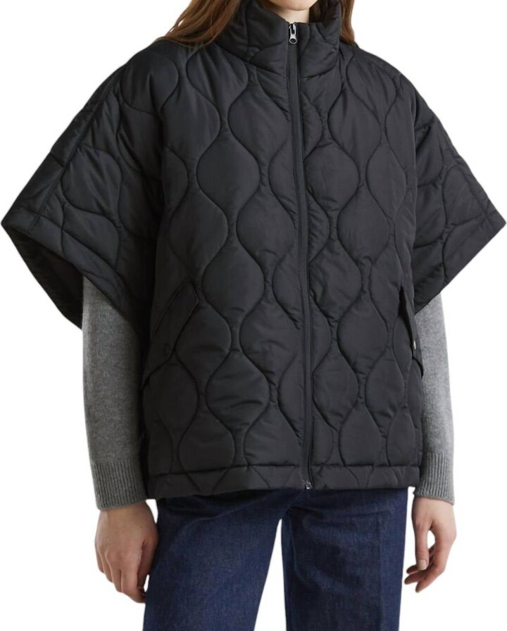 Giftcraft Quilted Poncho In Black - ShopStyle Casual Jackets