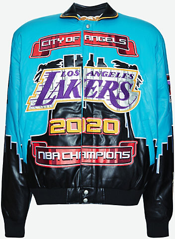 Jeff Hamilton ens Blue Black Lakers 2020 Appliqué-embellished Boxy-fit Vegan-leather Jacket ...