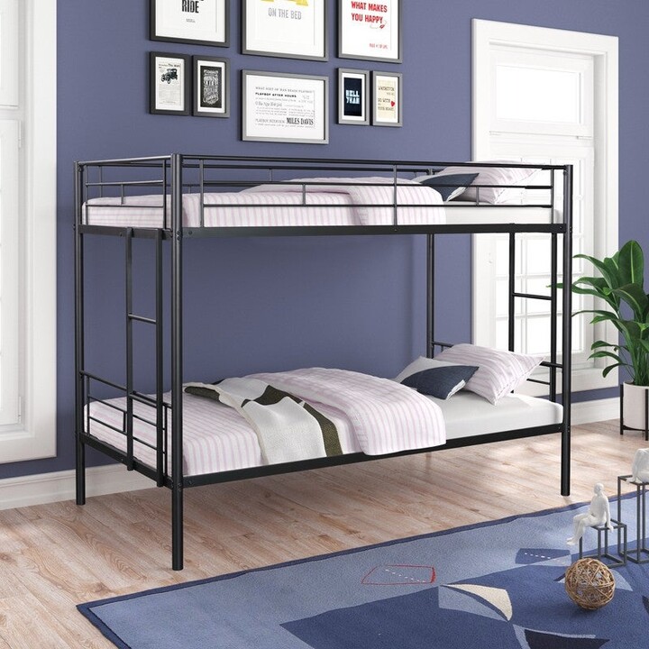 GEROJO Metal Twin over Twin Bunk Bed with EVA Center Support Beam and ...