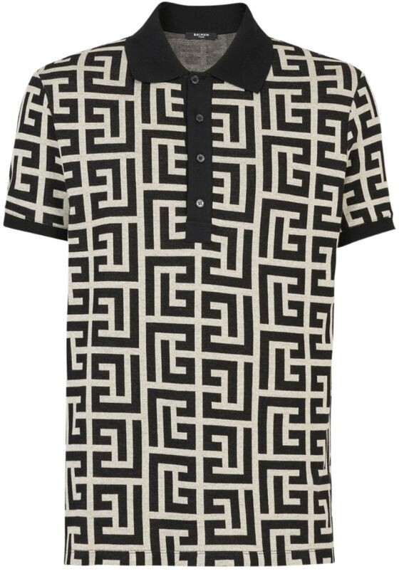 Balmain Cotton Jersey Monogram Polo Shirt - ShopStyle