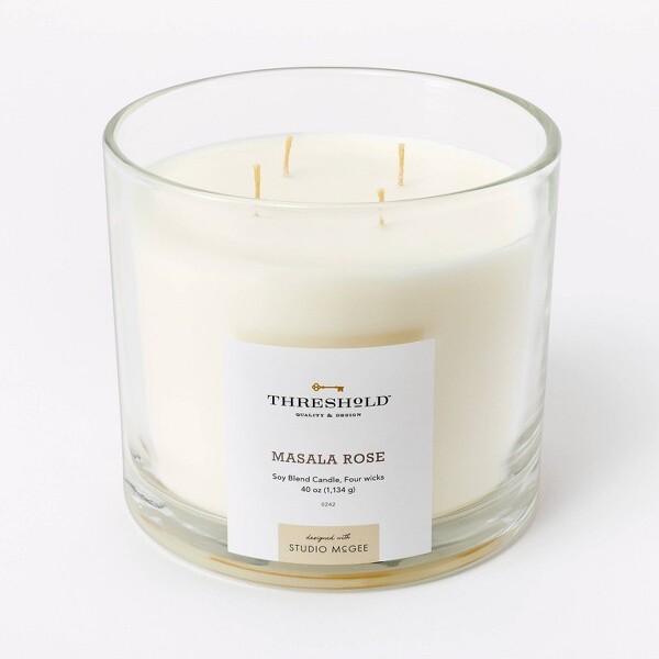 Threshold designed w/Studio McGee Clear Glass Masala Rose Candle White ...