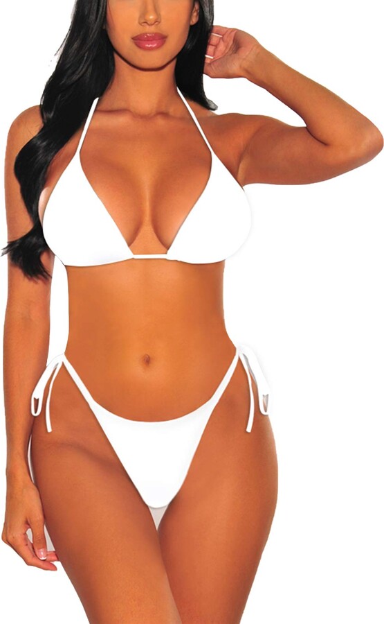 Viottiset Womens Sexy Halter Thong Bikini Tie Sides Bottom Triangle