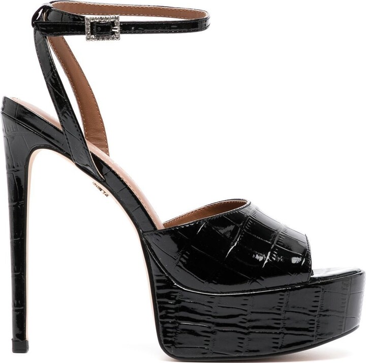 Kurt Geiger Pierra crocodile-embossed platform sandals - ShopStyle