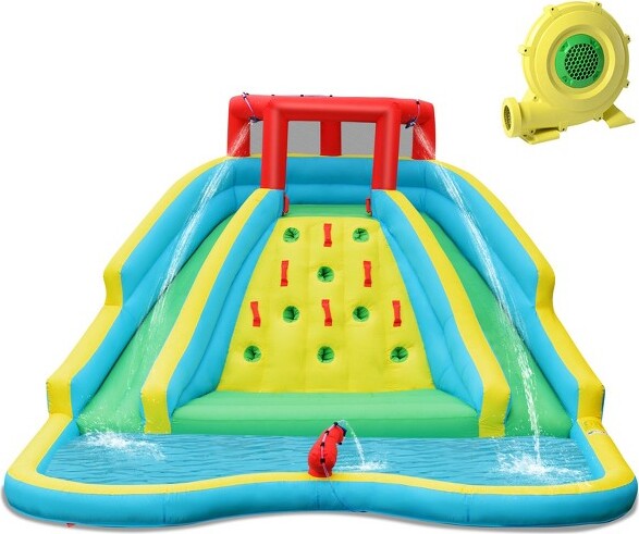 Costway Inflatable Mighty Water Park Bouncy Splash Pool Climbing Wall w ...