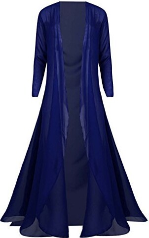 Fashion Star Womens Full Chiffon Open Front Mesh See Through Maxi ...