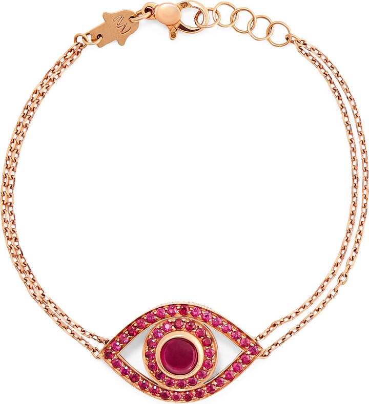 Netali Nissim Rose Gold and Ruby Protected Eye Bracelet - ShopStyle