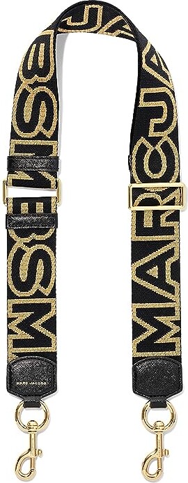 Marc Jacobs The Outline Logo Webbing Strap (Black/Gold) Handbags ...