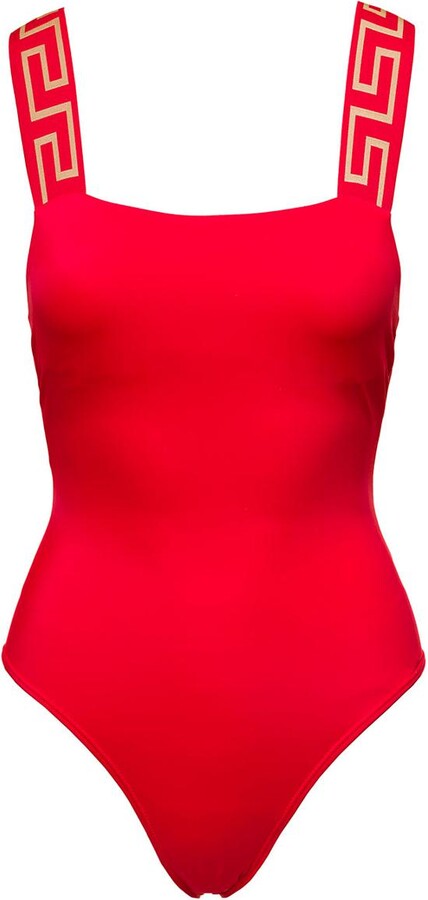 Versace Red Greca Border One-Piece Swimsuit in Stretch Polyamide Woman ...