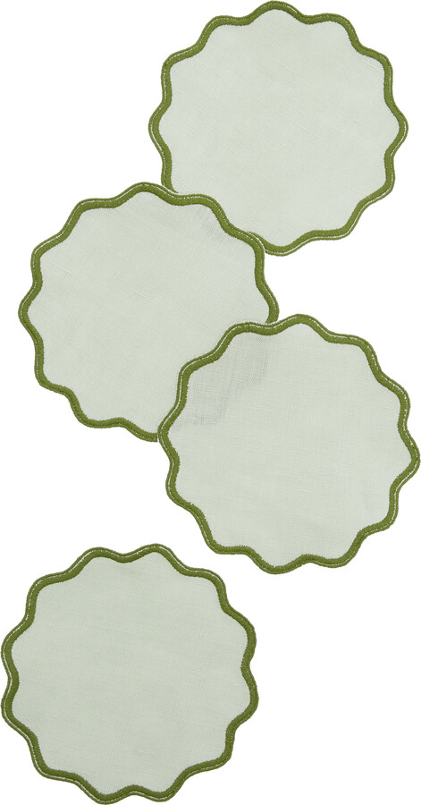 Moda Domus Set-Of-Four Scalloped Linen Coasters - ShopStyle