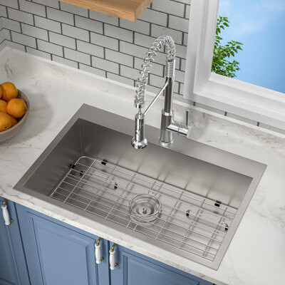 OUMUCH 30" L x 22" W Drop-in Stainless Steel Kitchen Sink with ...
