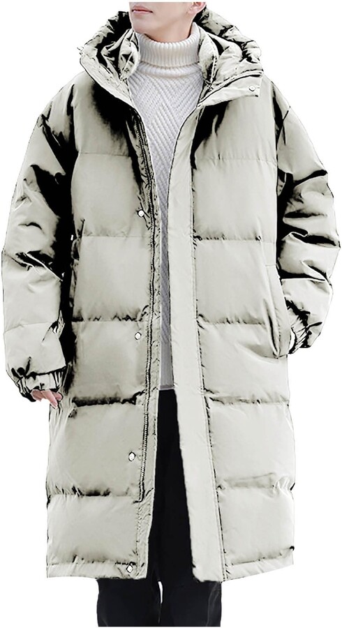 XBlave Down Coat Men's Long Winter Jacket Warm Puffer Jacket Quilted ...