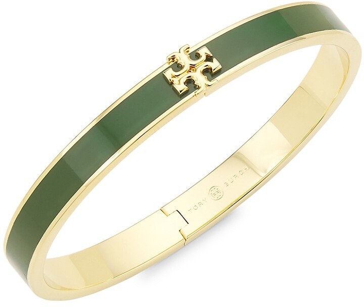 Tory Burch Kira 18K-Gold-Plated & Enamel Logo Bangle - ShopStyle Bracelets