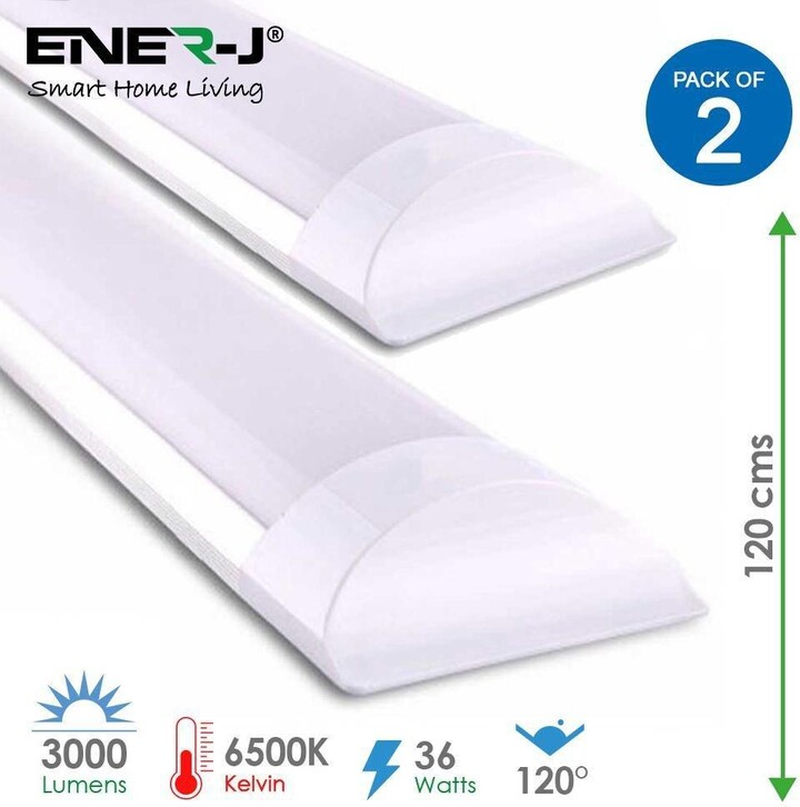 ENER-J 36W Prismatic LED Tube Batten complete fitting 1.2m, 3000 lumens ...