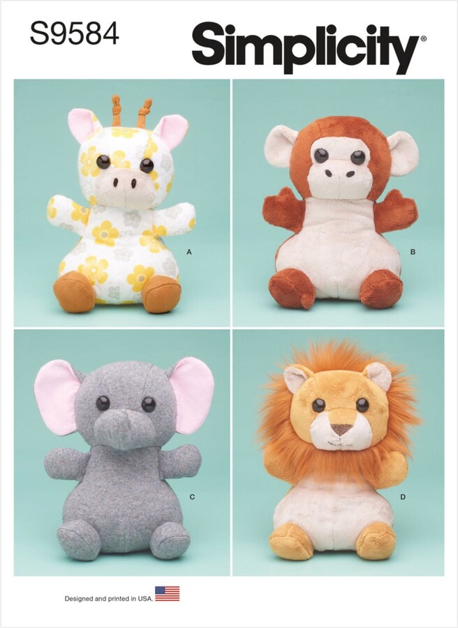 Dunelm Simplicity S9584 Plush Animals Sewing Pattern Off-White ...