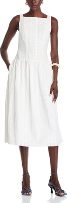 WAYF Tie Back Puff Sleeve Midi Dress - ShopStyle