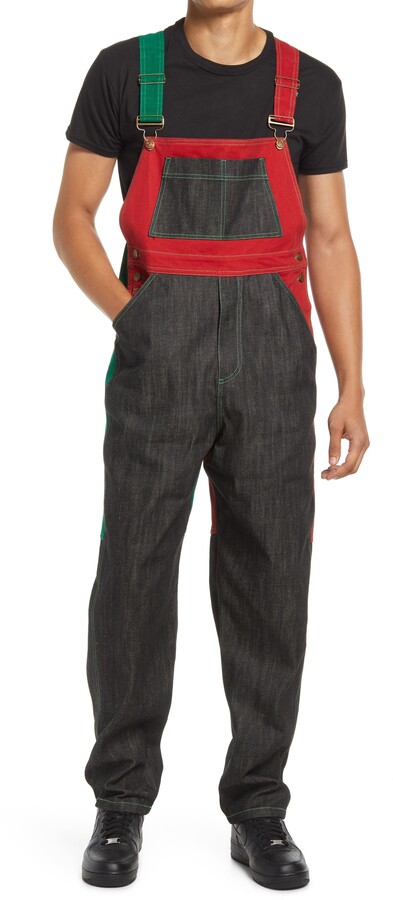 Cross Colours Gender Inclusive Colorblock Cotton Denim Overalls ...