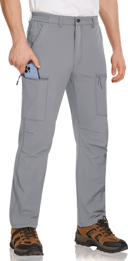 TACVASEN Men's Waterproof Trousers Outdoor Stretch Work Trousers with ...