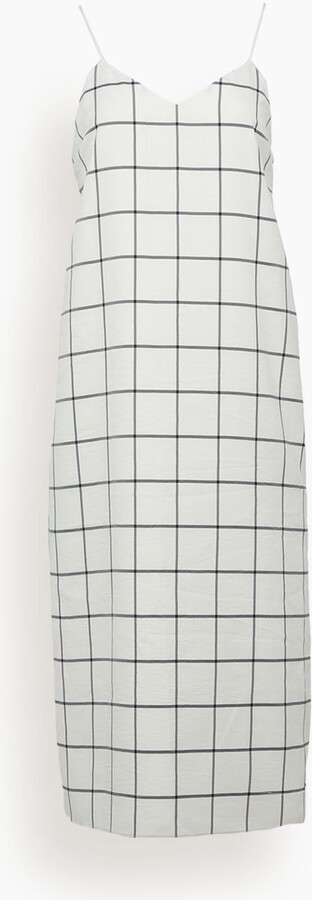 Tibi Windowpane Techy Twill Slip Dress in White/Black Multi - ShopStyle