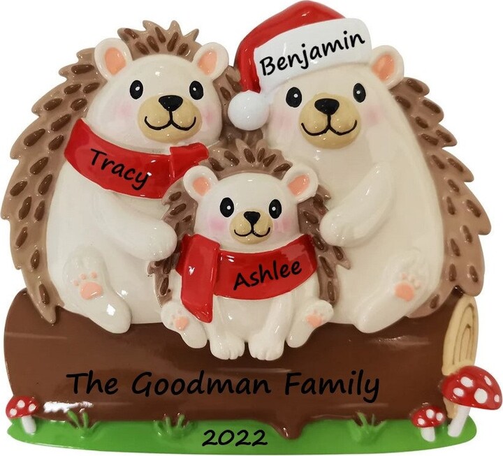 Etsy Hedgehog Family Of 3 Personalized Christmas Ornament 2024 Forest ...