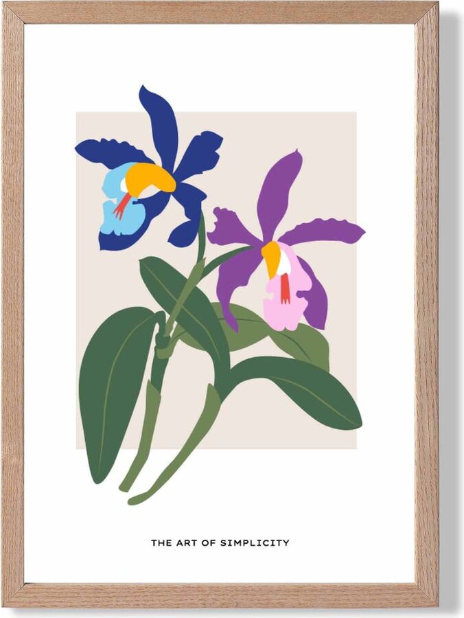 ARTZE Blue and Purple irises Flower Market Simplicity Poster with Oak Hanger - W43cm x H61cm ...