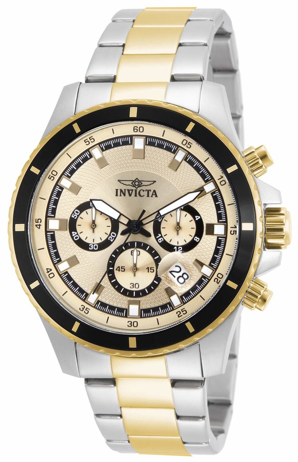 Invicta Men's 12456 Pro Diver Chronograph Gold Tone Dial Two Tone ...
