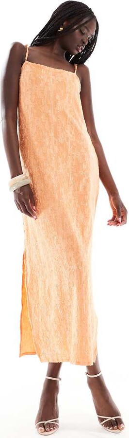 Object textured cami midi dress in orange - ShopStyle
