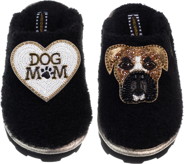 Laines London Teddy Closed Toe Slippers With Pip The Boxer & Dog Mum ...