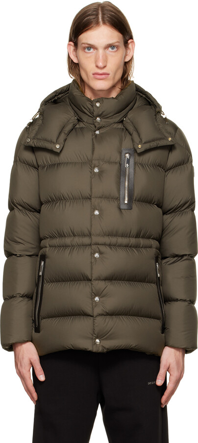 Moncler Khaki Short Bauges Down Jacket - ShopStyle