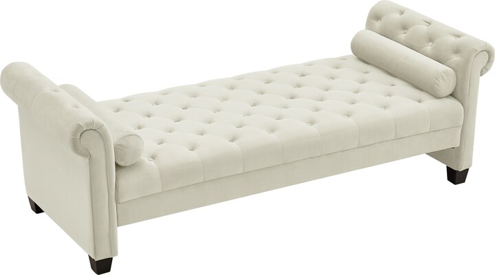 GEROJO Multi-functional Rectangular Sofa Stool with Tufted Cushions and ...