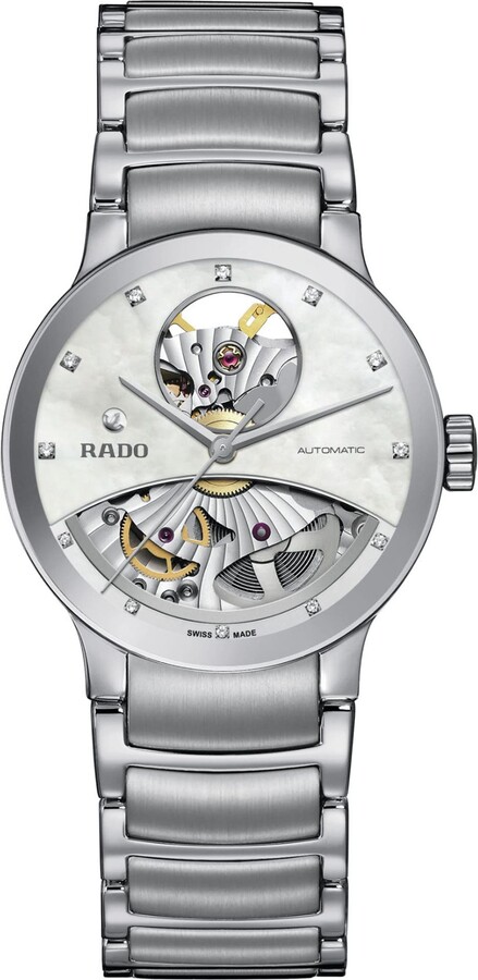 Rado Centrix Mother of Pearl Automatic Bracelet Watch, 33mm - ShopStyle