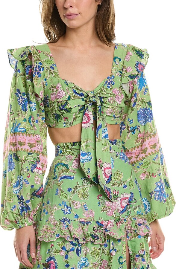 HEMANT AND NANDITA Linen-Blend Crop Top - ShopStyle